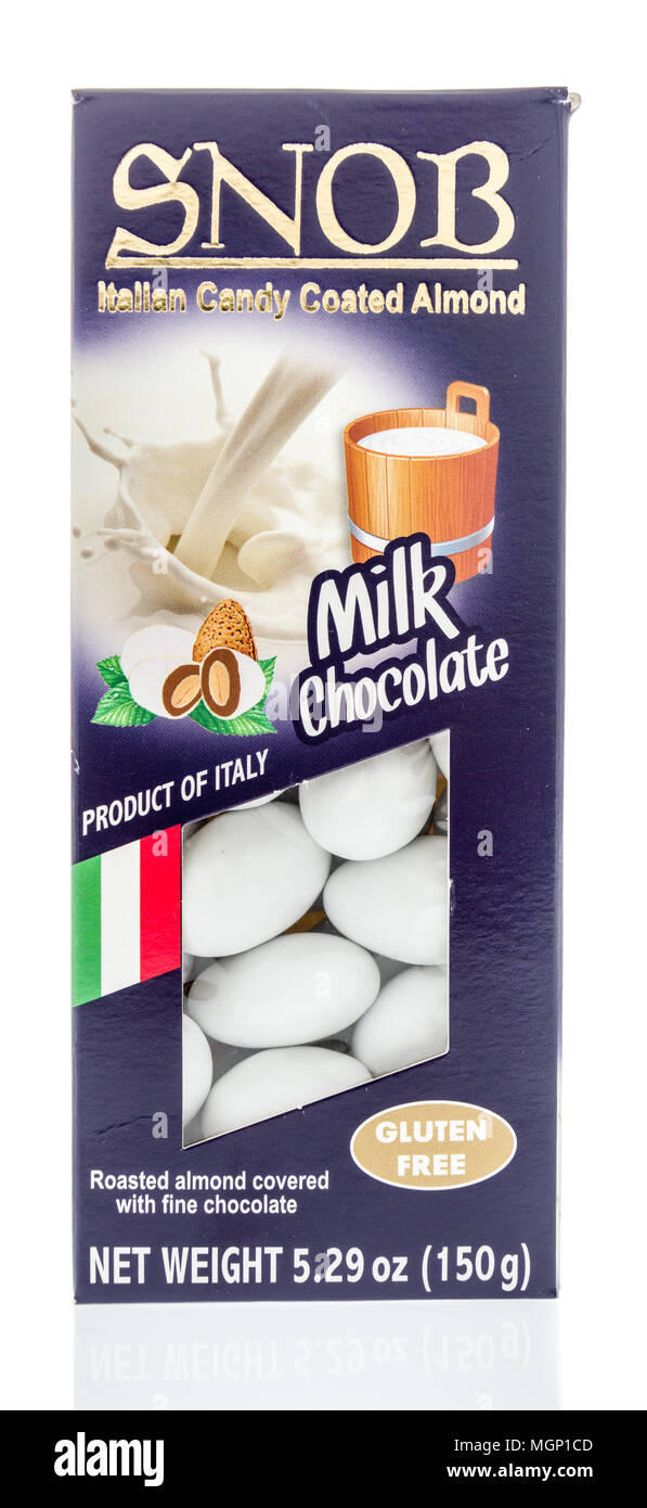 Winneconne, WI - 20 April 2018: A box of Snob Italian candy coated ...