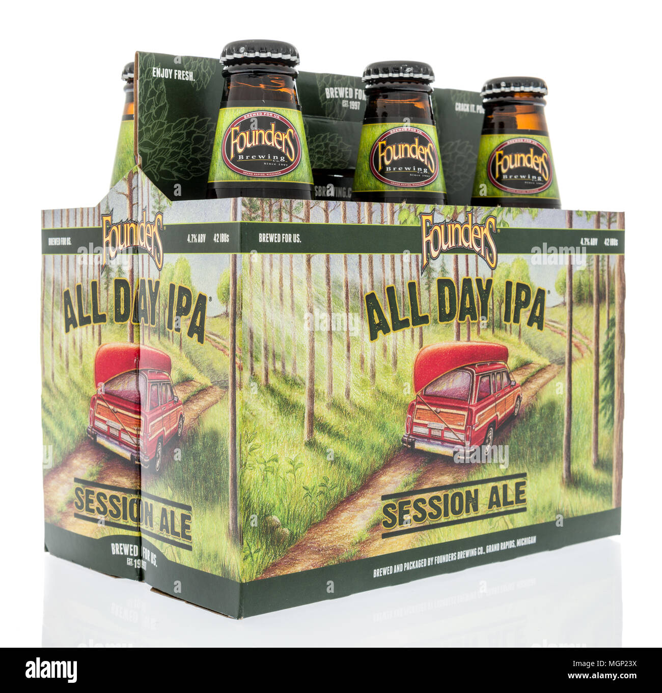 Winneconne, WI - 20 April 2018: A six pack of Founders All Day IPA ...