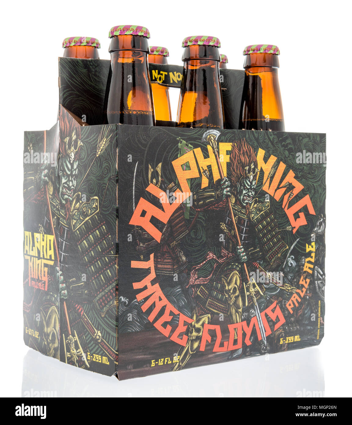 Winneconne, WI - 20 April 2018: A six pack of Alpah king beer on an ...