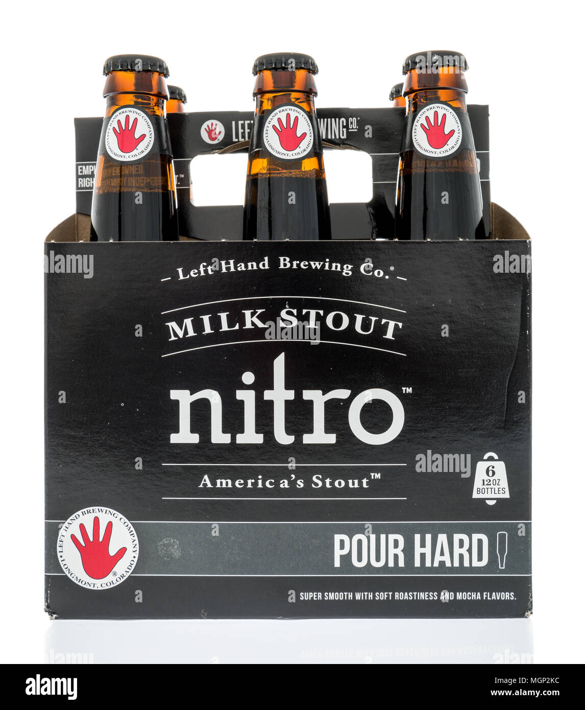Winneconne, WI - 20 April 2018: A six pack of Left hand milk stout ...