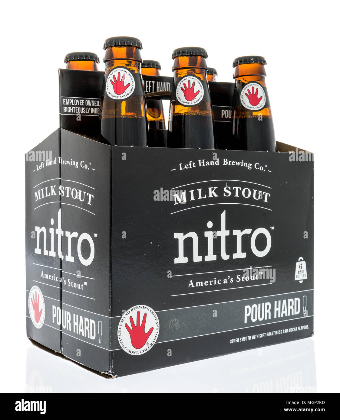 Winneconne, WI - 20 April 2018: A six pack of Left hand milk stout ...