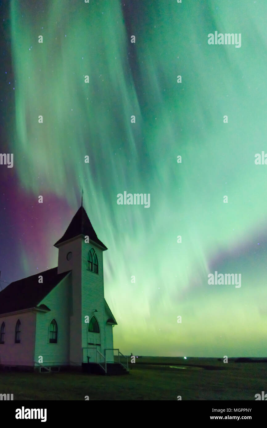 Aurora borealis over church hi-res stock photography and images - Alamy