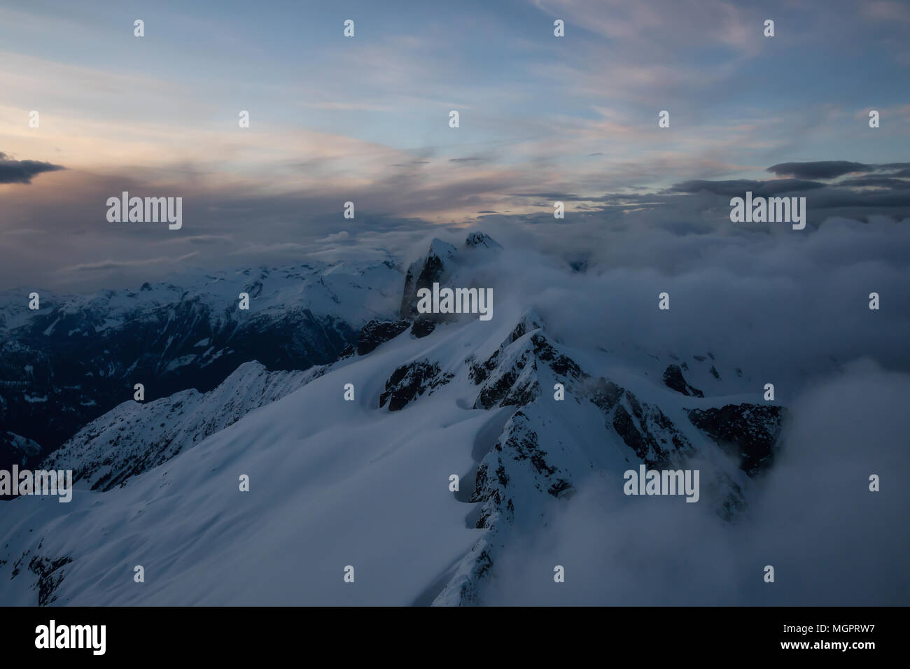 Striking and beautiful snow covered Canadian mountain landscape. Taken ...