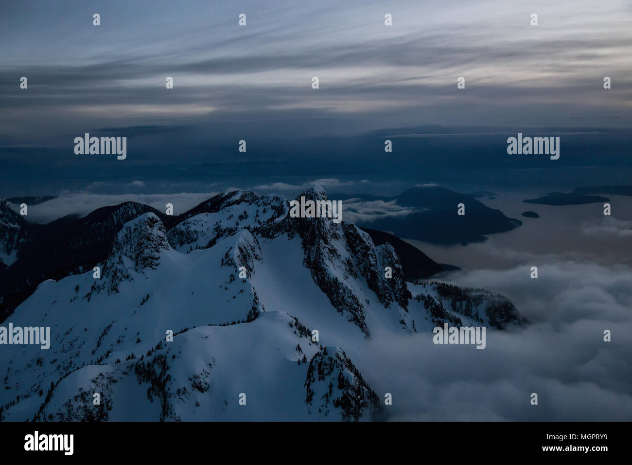 Striking and beautiful snow covered Canadian mountain landscape. Taken ...