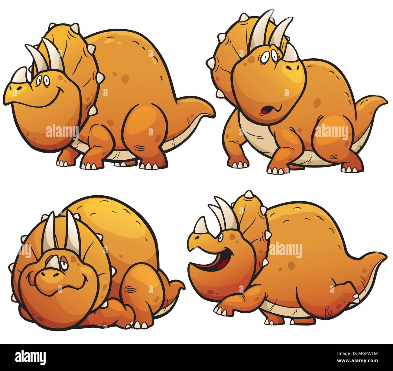 Vector illustration of Dinosaurs Cartoon Character Set Stock Vector ...