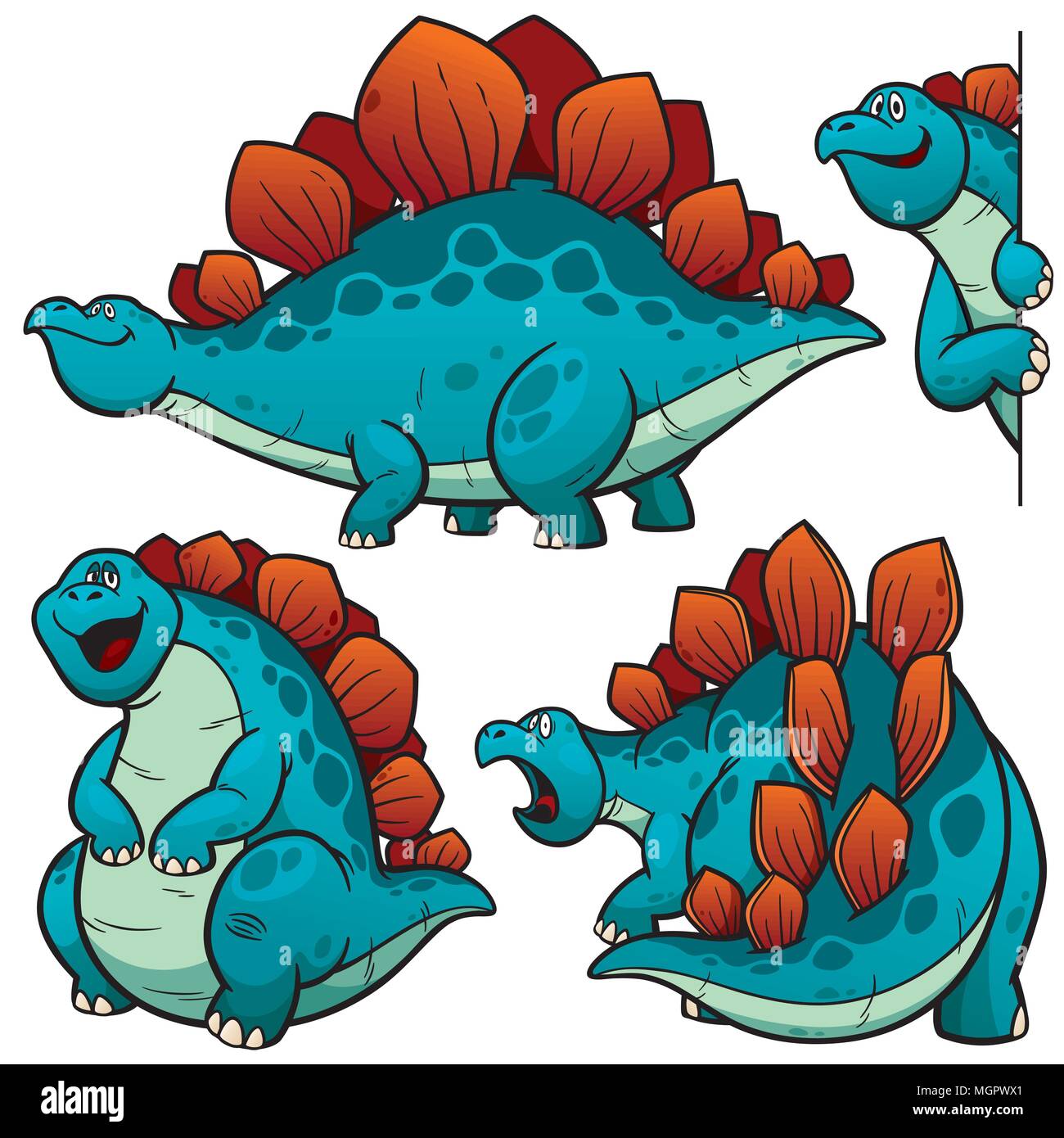 Vector illustration of Dinosaurs Cartoon Character Set Stock Vector ...