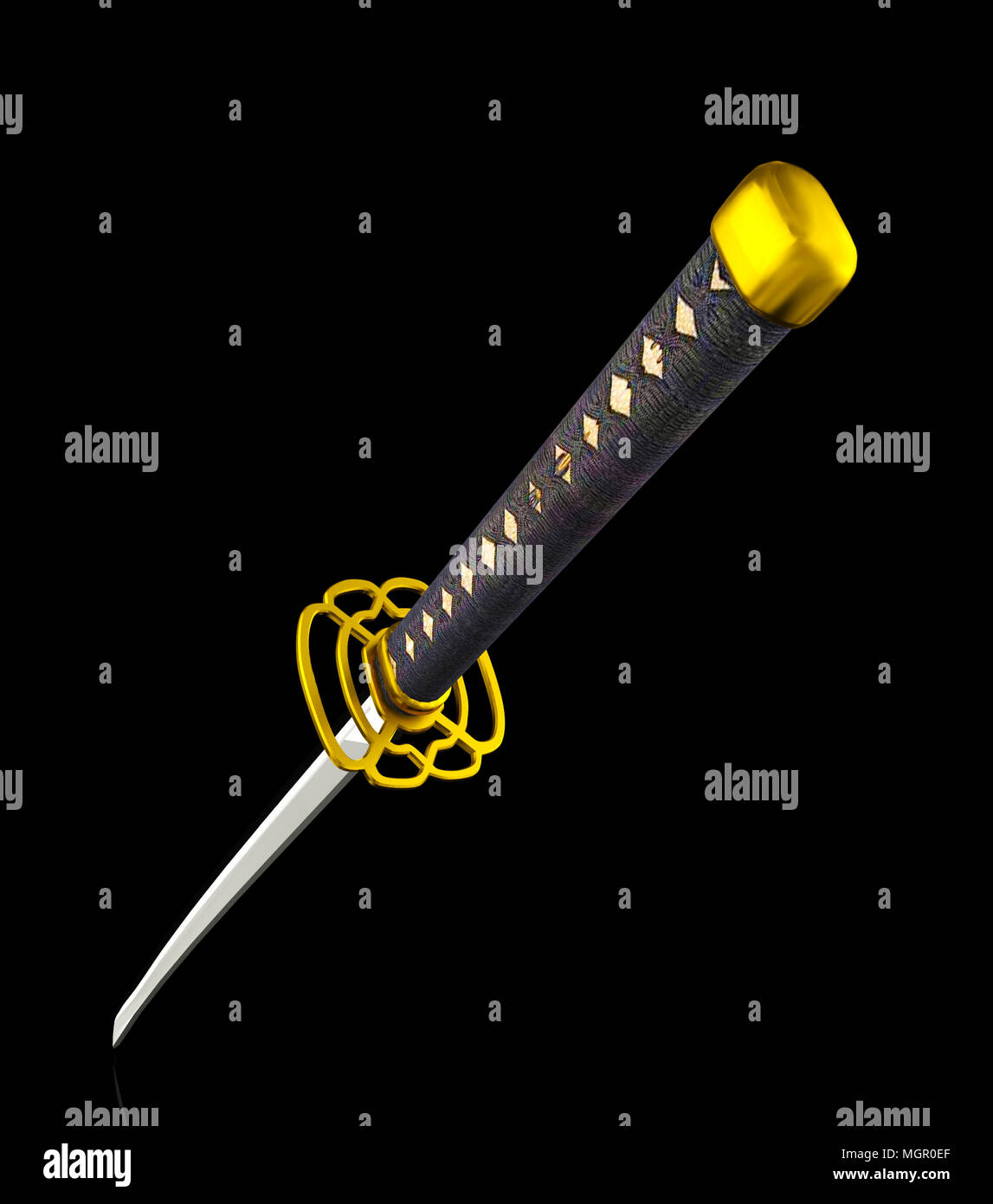 Japan Katana sword isolated on black background Stock Photo - Alamy