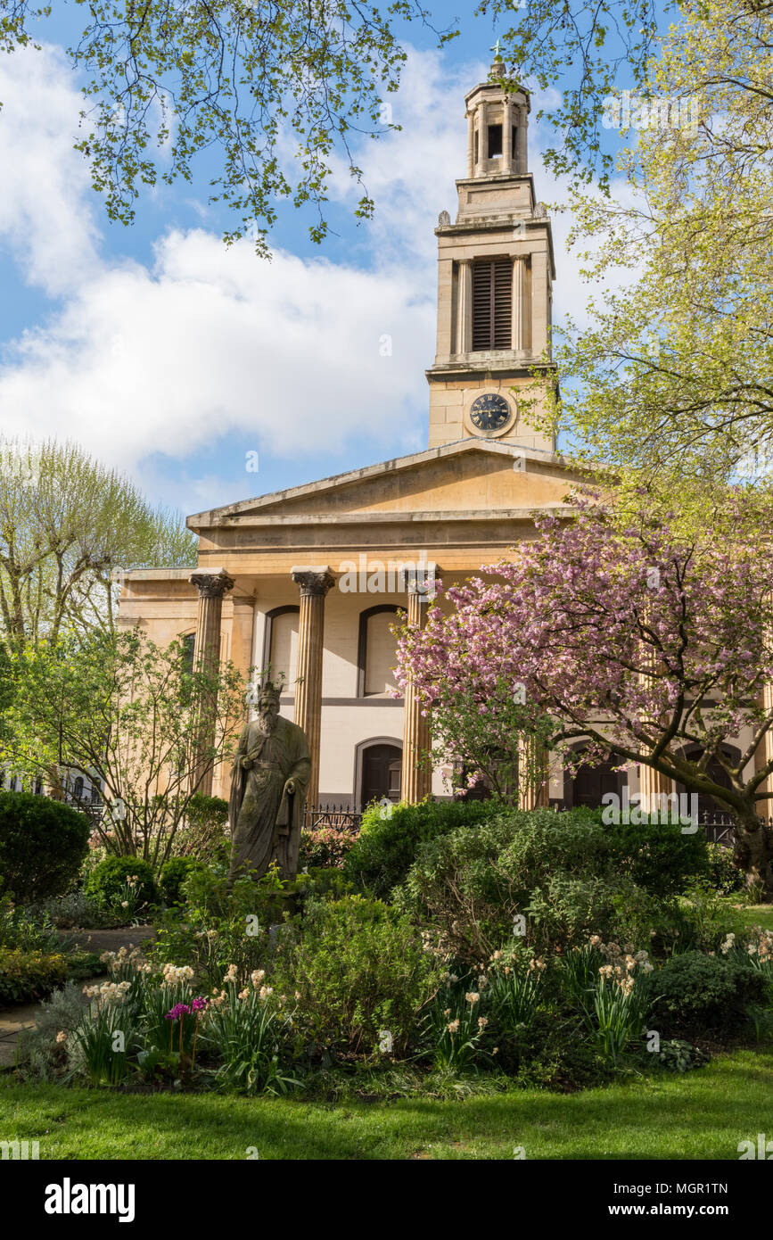 the trinity church in central london on a bright and sunny spring ...