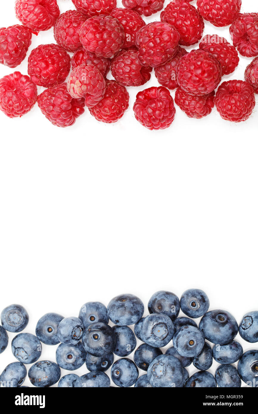blueberry and raspberry berries isolated on white background Stock ...