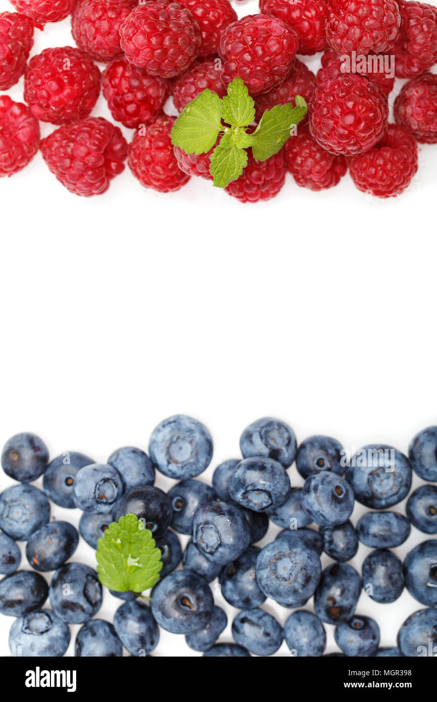 blueberry and raspberry berries isolated on white background Stock ...