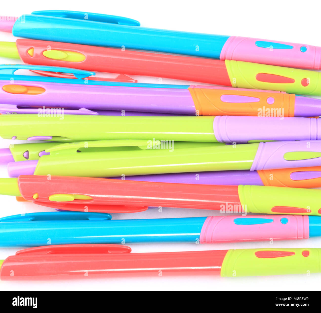 many Ball Pen on white Background Stock Photo - Alamy