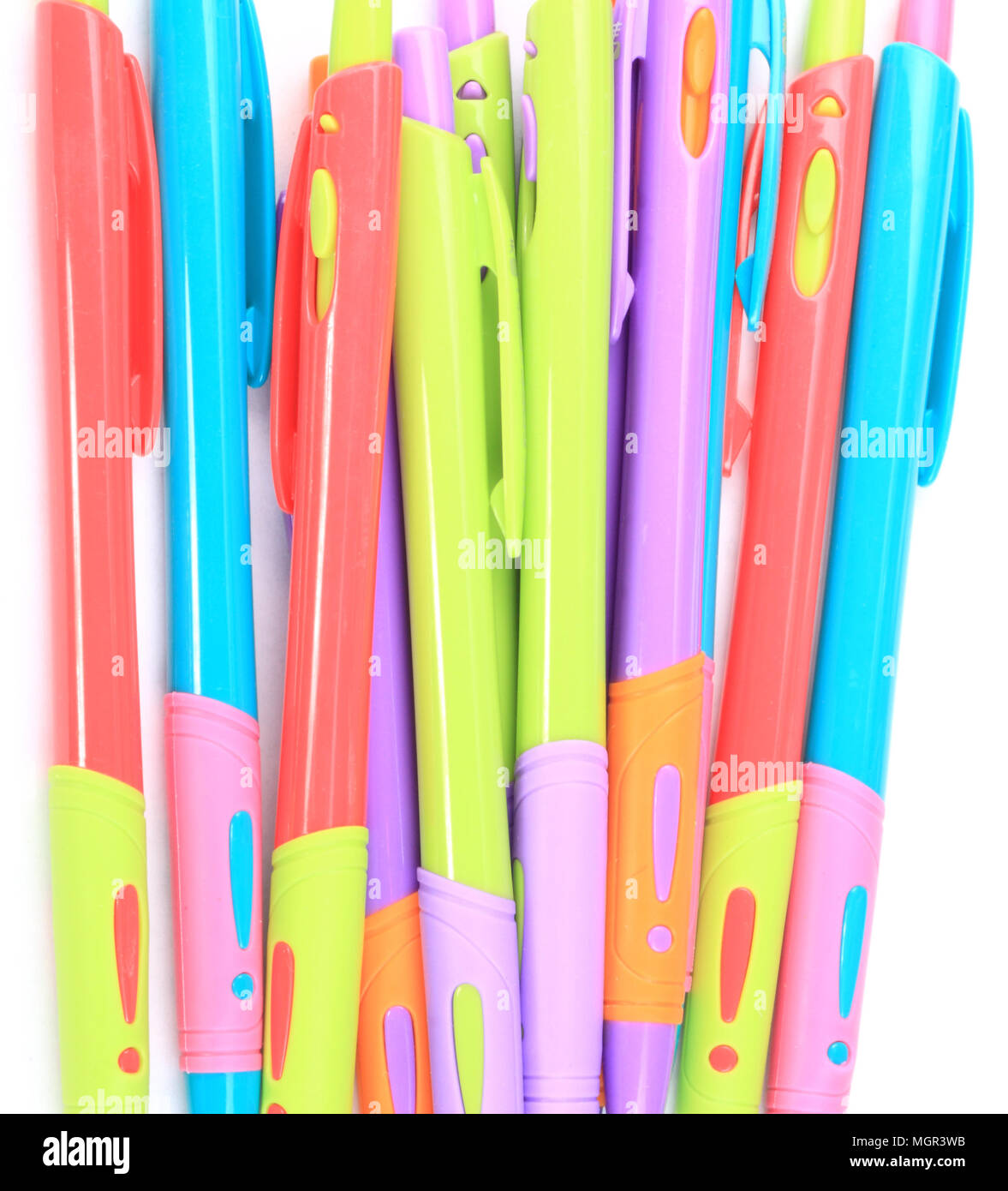 many Ball Pen on white Background Stock Photo - Alamy
