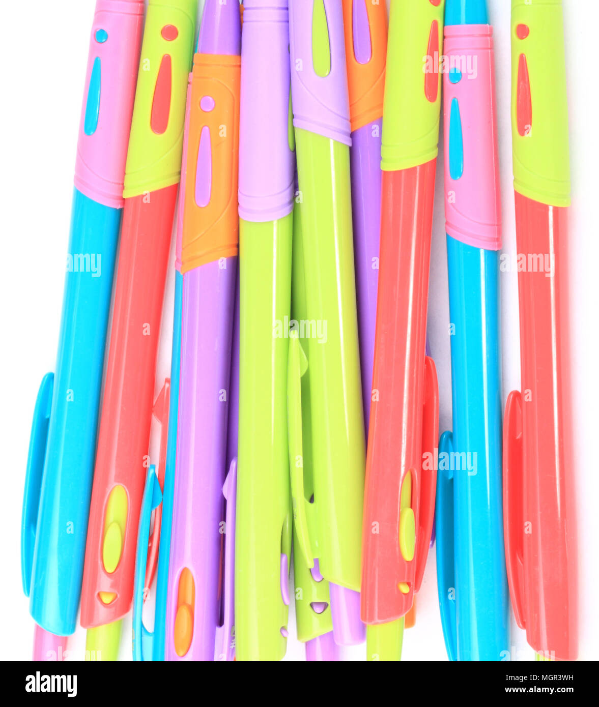 many Ball Pen on white Background Stock Photo - Alamy