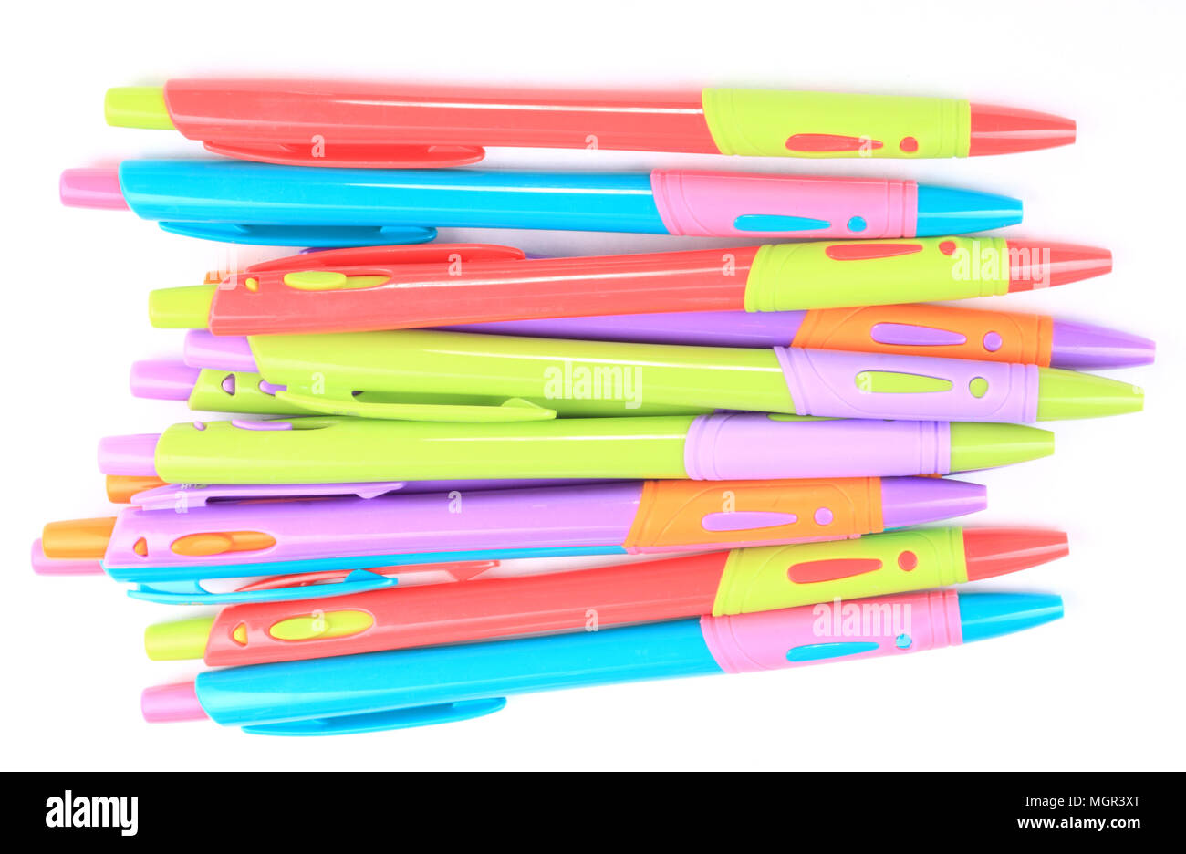 many Ball Pen on white Background Stock Photo - Alamy