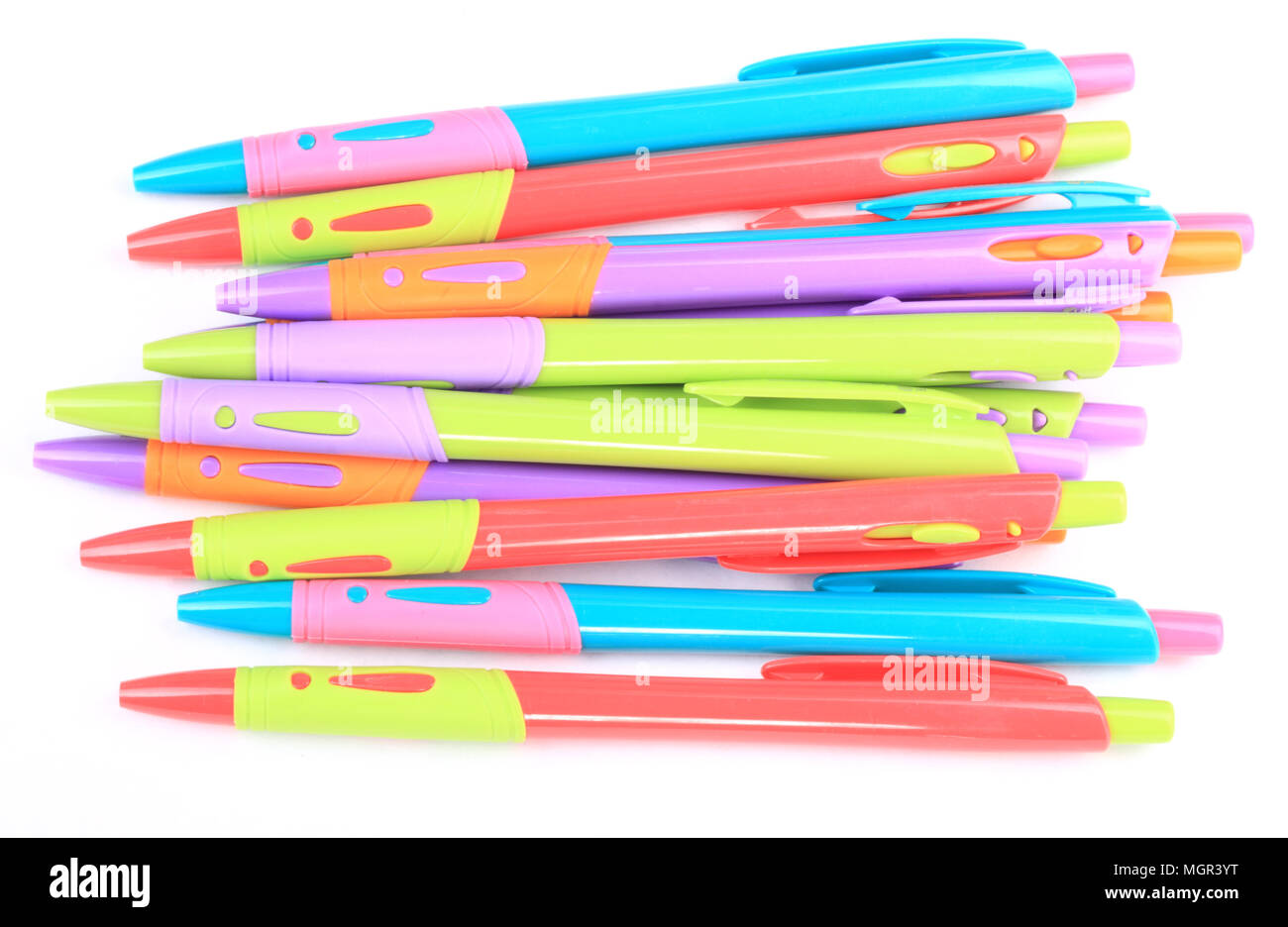 many Ball Pen on white Background Stock Photo - Alamy