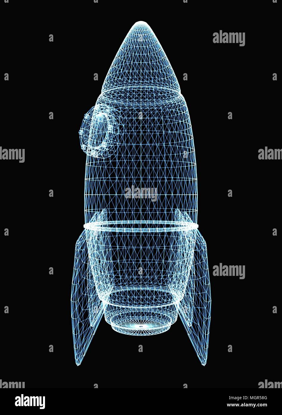 Rocket consisting of luminous lines and dots Stock Photo - Alamy