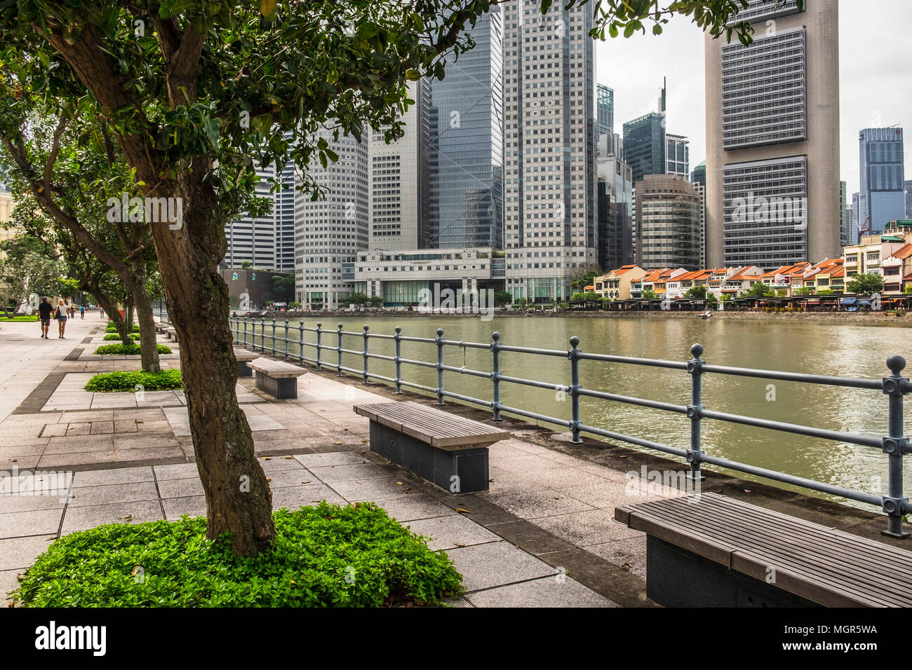 View of Boat Quay across Singapore River, Singapore Stock Photo - Alamy