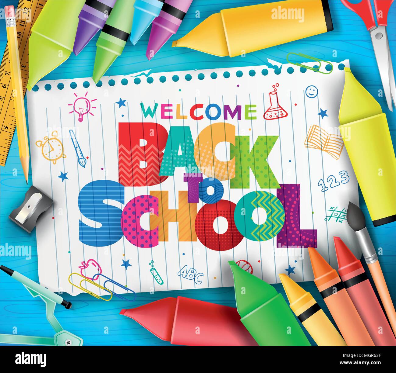 Colorful Welcome Back to School Text in a One Piece Paper Sleeve with ...