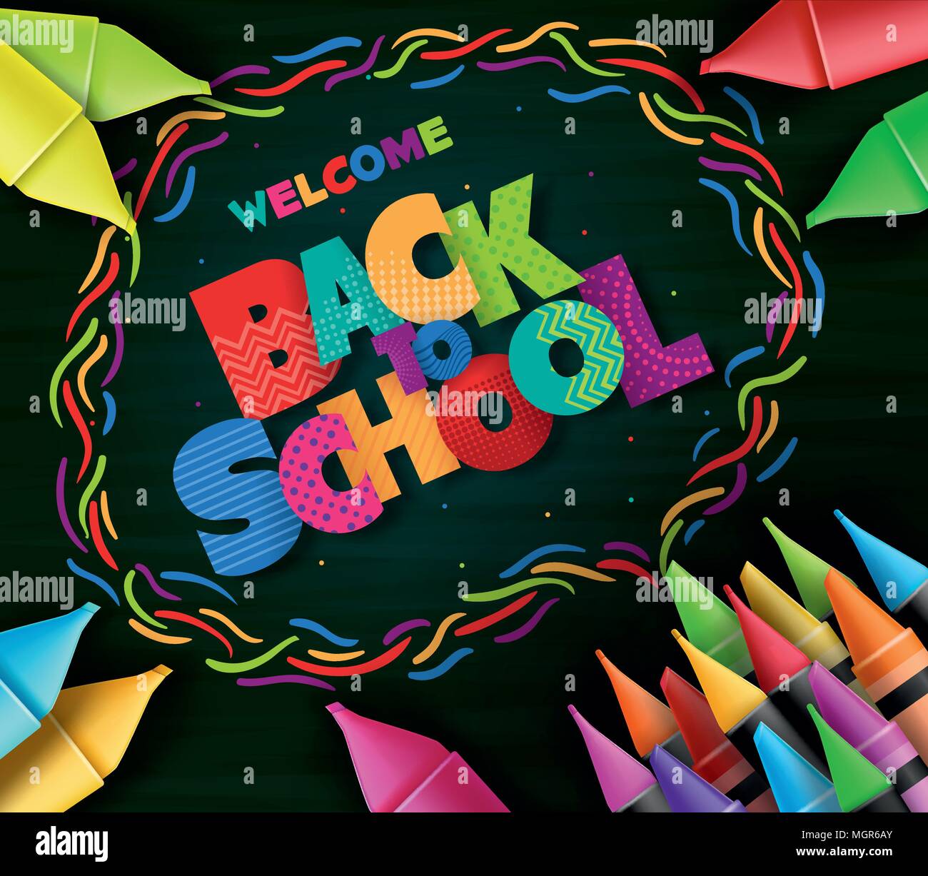 Welcome Back to School Colorful Patterned Text Creative Poster with ...