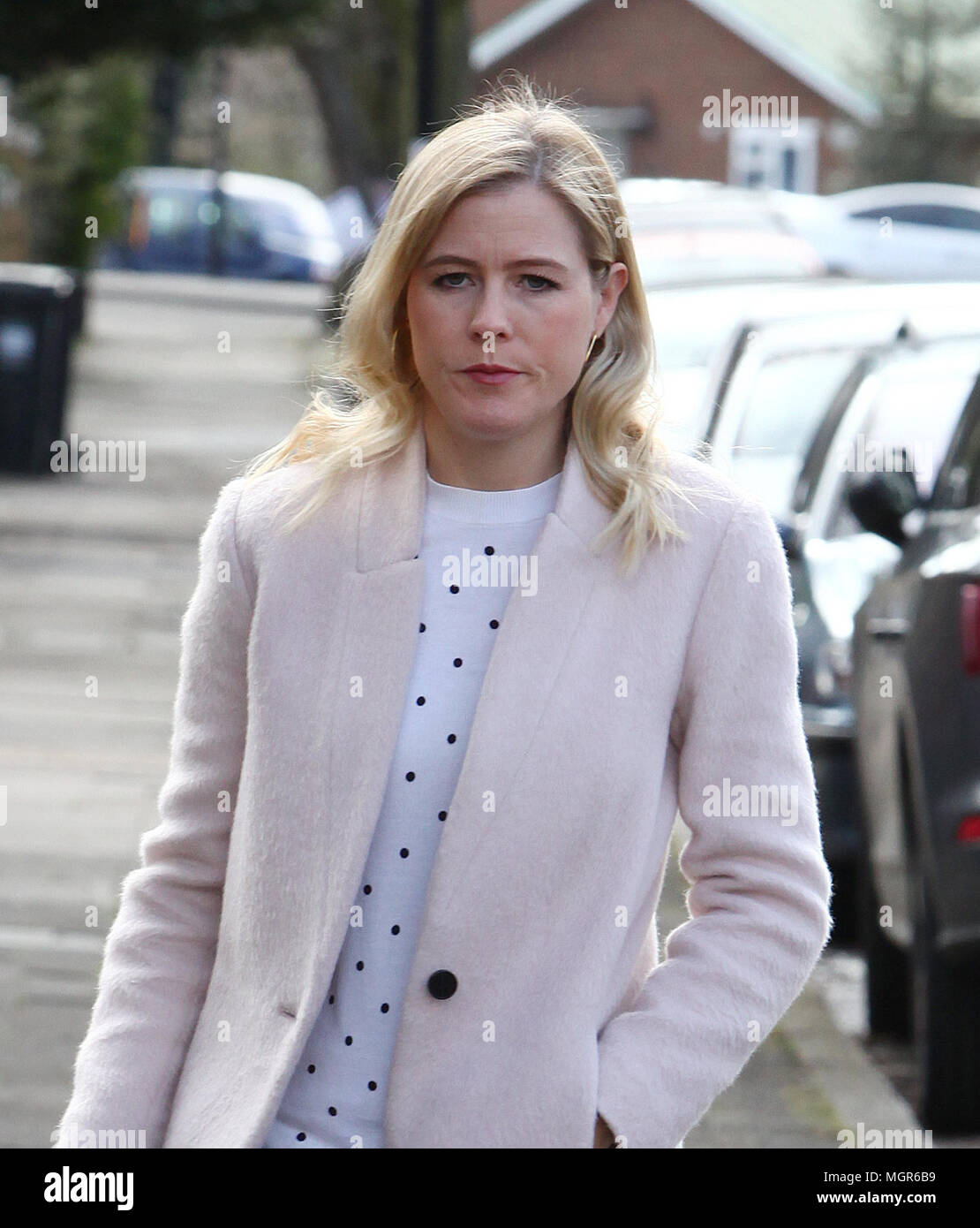 Pregnant Ali Astall heading to her office with her dog Featuring: Ali ...