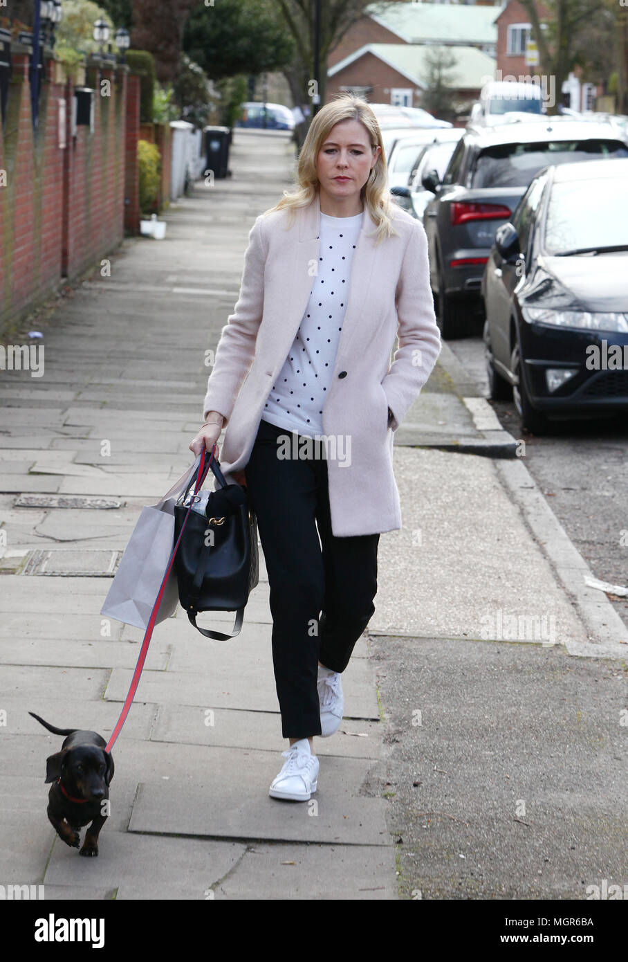 Pregnant Ali Astall heading to her office with her dog Featuring: Ali ...