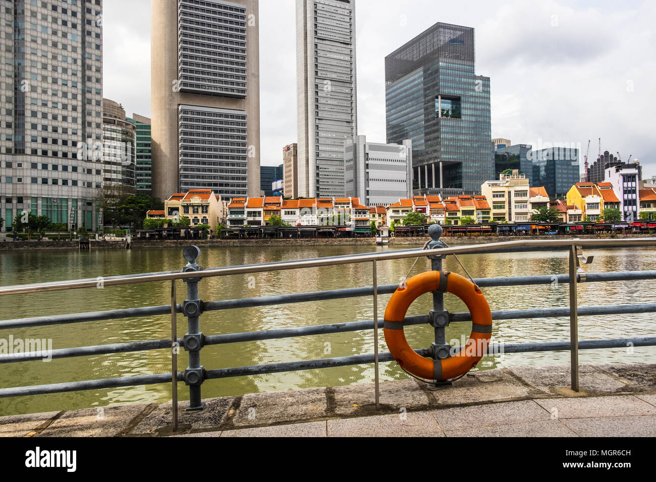 View of Boat Quay across Singapore River, Singapore Stock Photo - Alamy