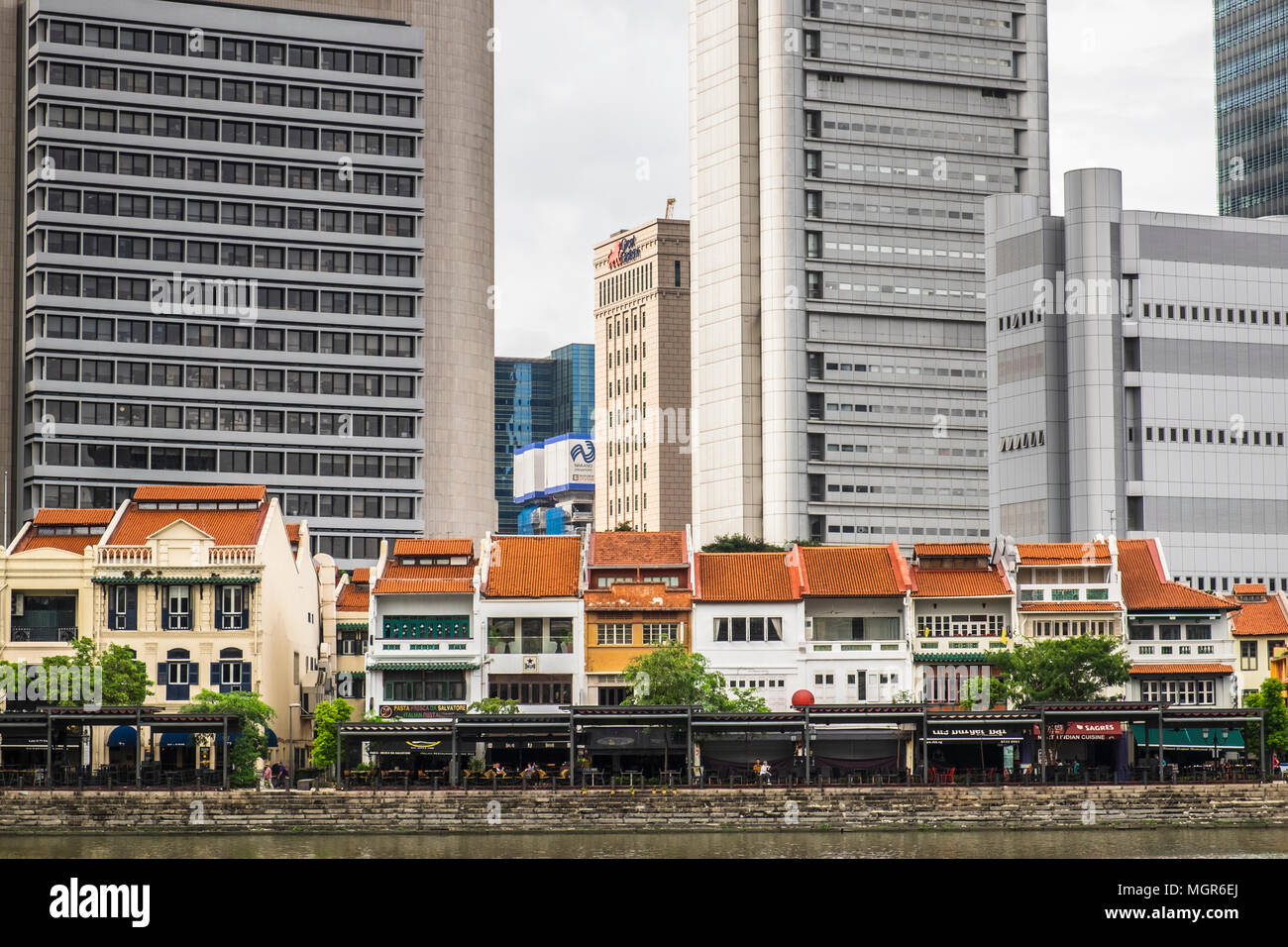 View of Boat Quay across Singapore River, Singapore Stock Photo - Alamy