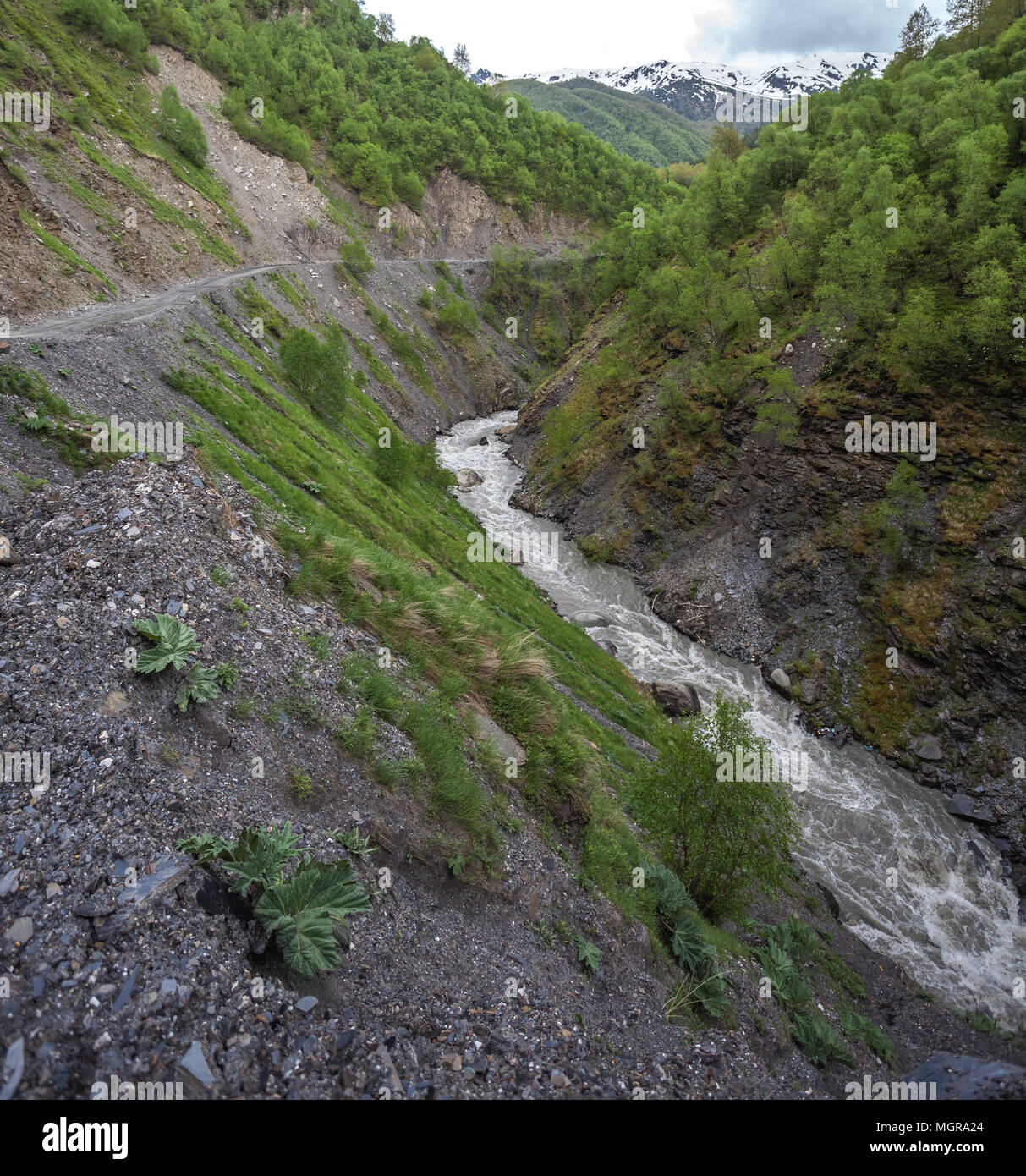 The Inguri river valley on the road to Ushguli Stock Photo - Alamy