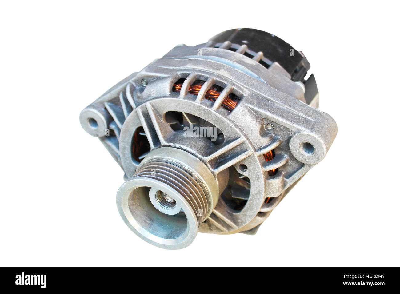 Automotive alternator isolated on a white background Stock Photo - Alamy