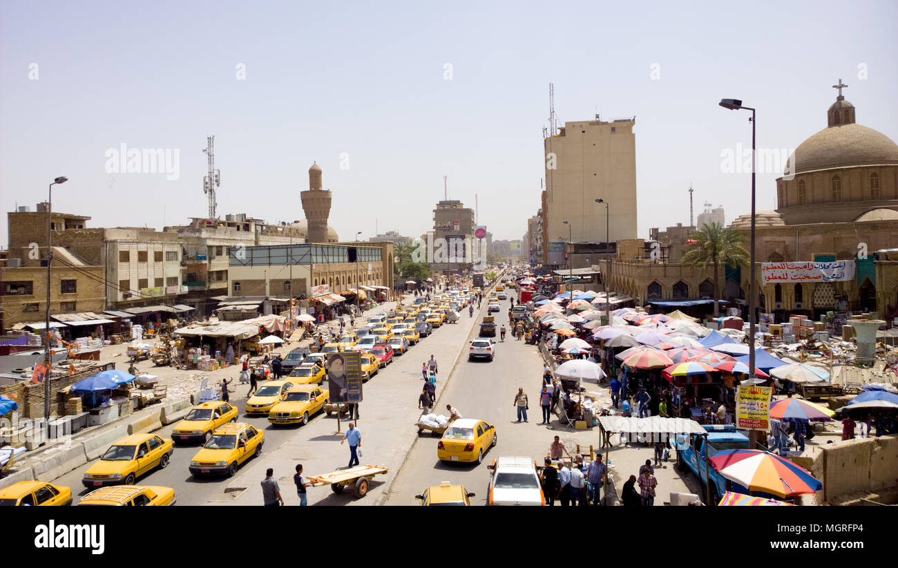 photo of the city of Baghdad, and shows where residential complexes and ...
