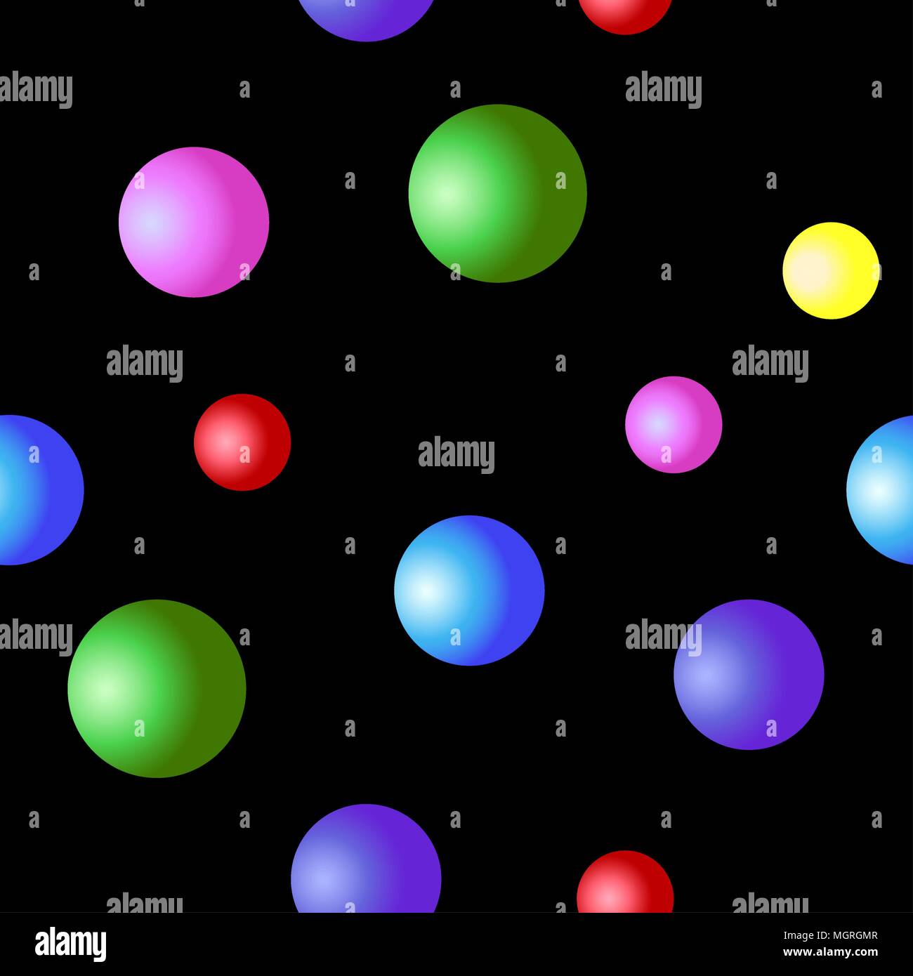 Volumetric multicolored balls of different sizes. Vector seamless ...