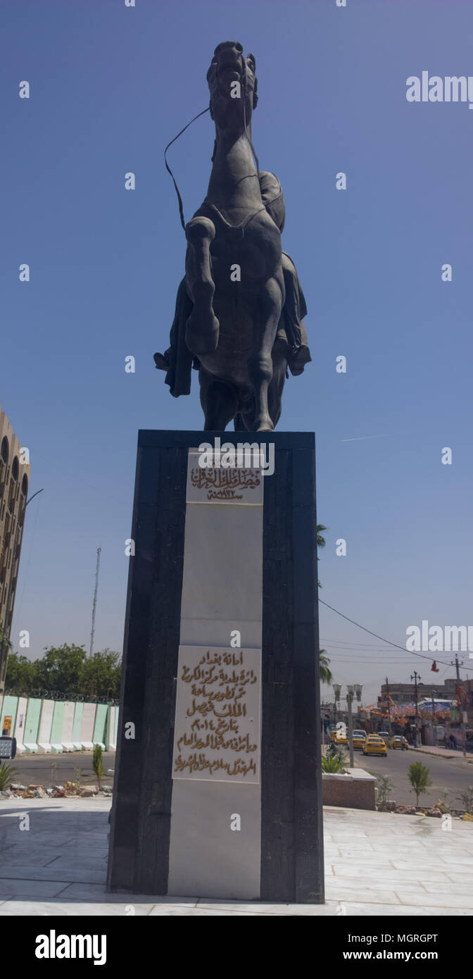 The statue of King Faisal I The first king of the Kingdom of Iraq in ...