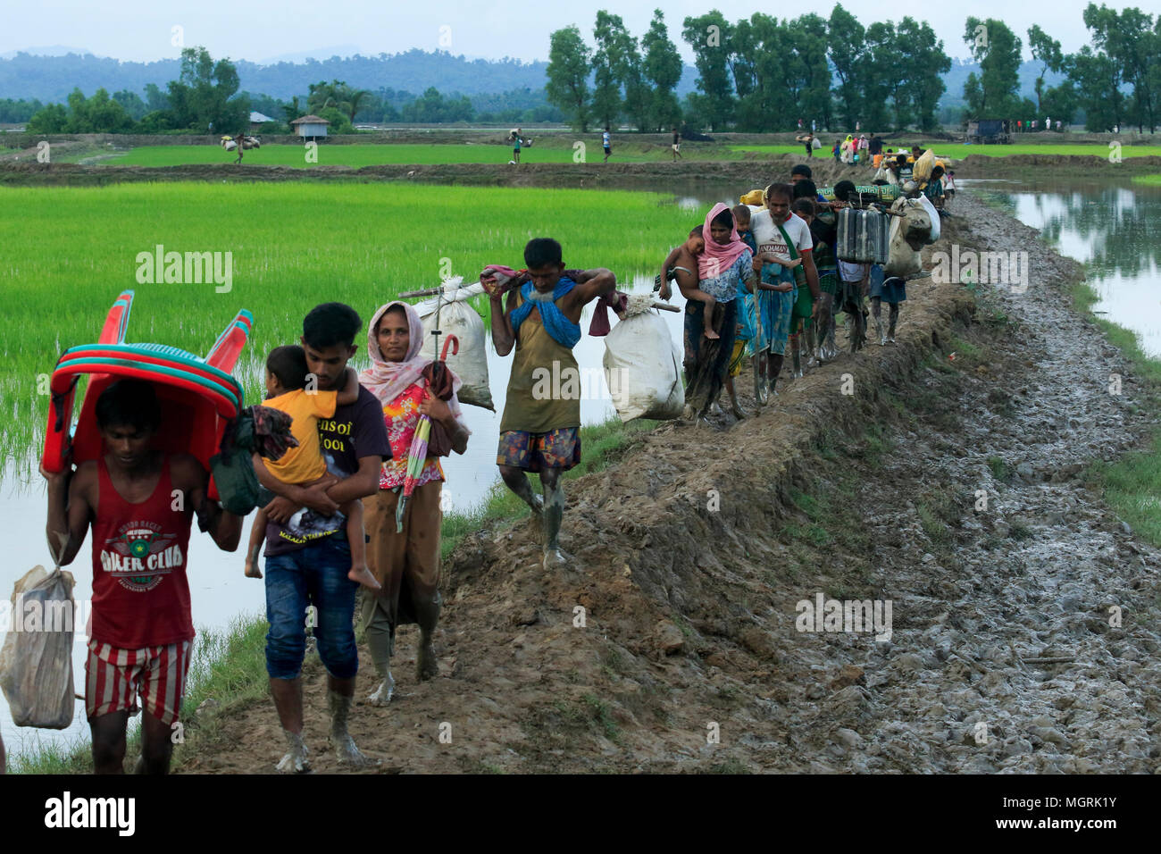 Rohingya refugees entered Bangladesh through border points in Ukhia ...