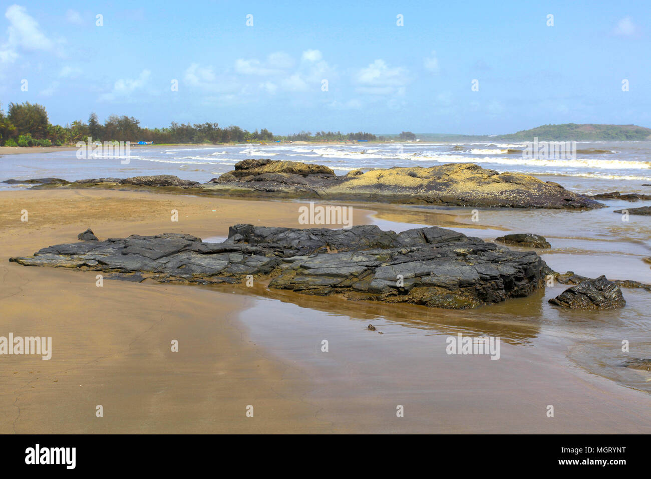 A view of the beach from the famous beaches of Morjim, India Stock ...