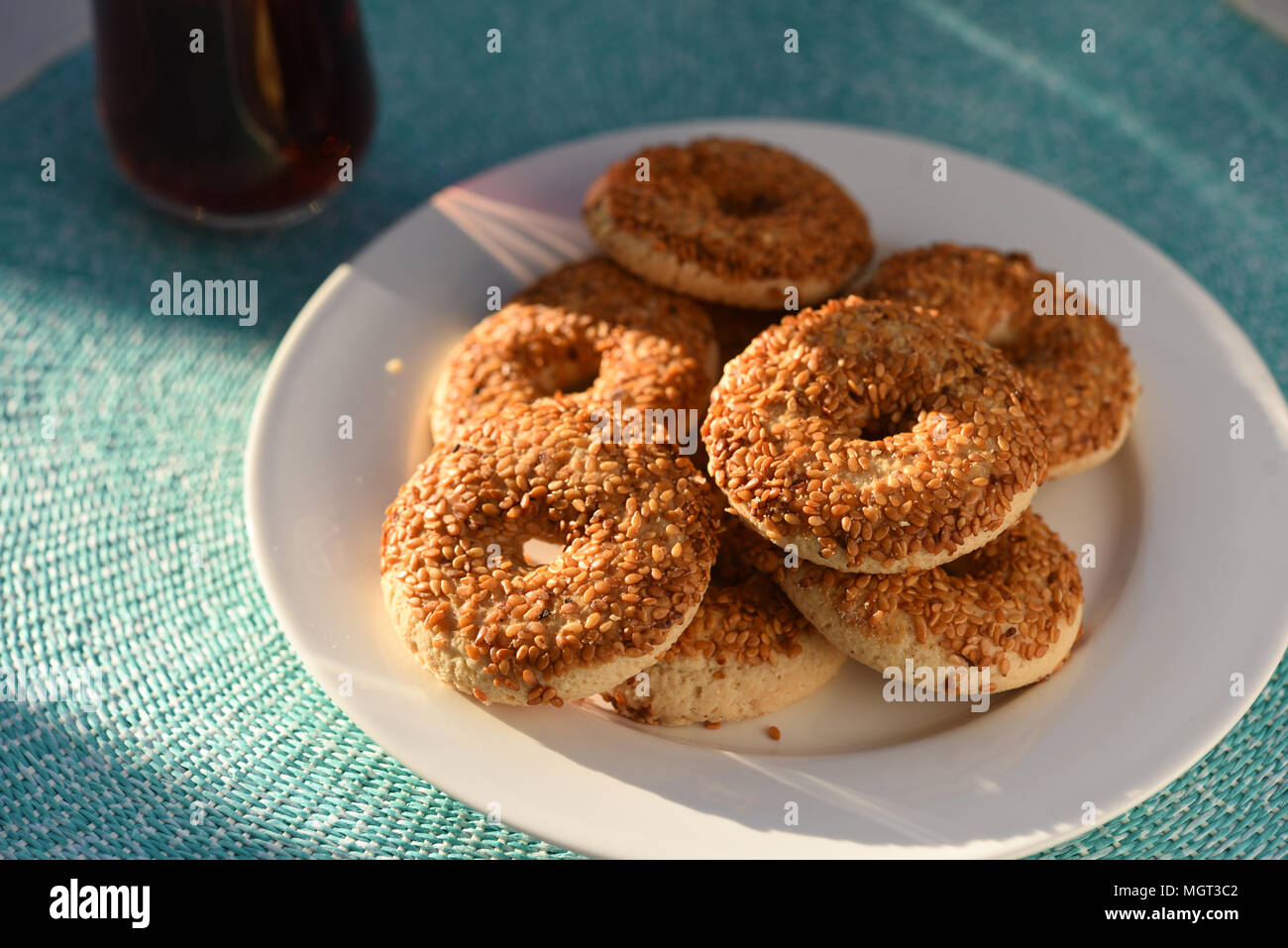 Kurabiye cookies and Turkish tea Stock Photo - Alamy