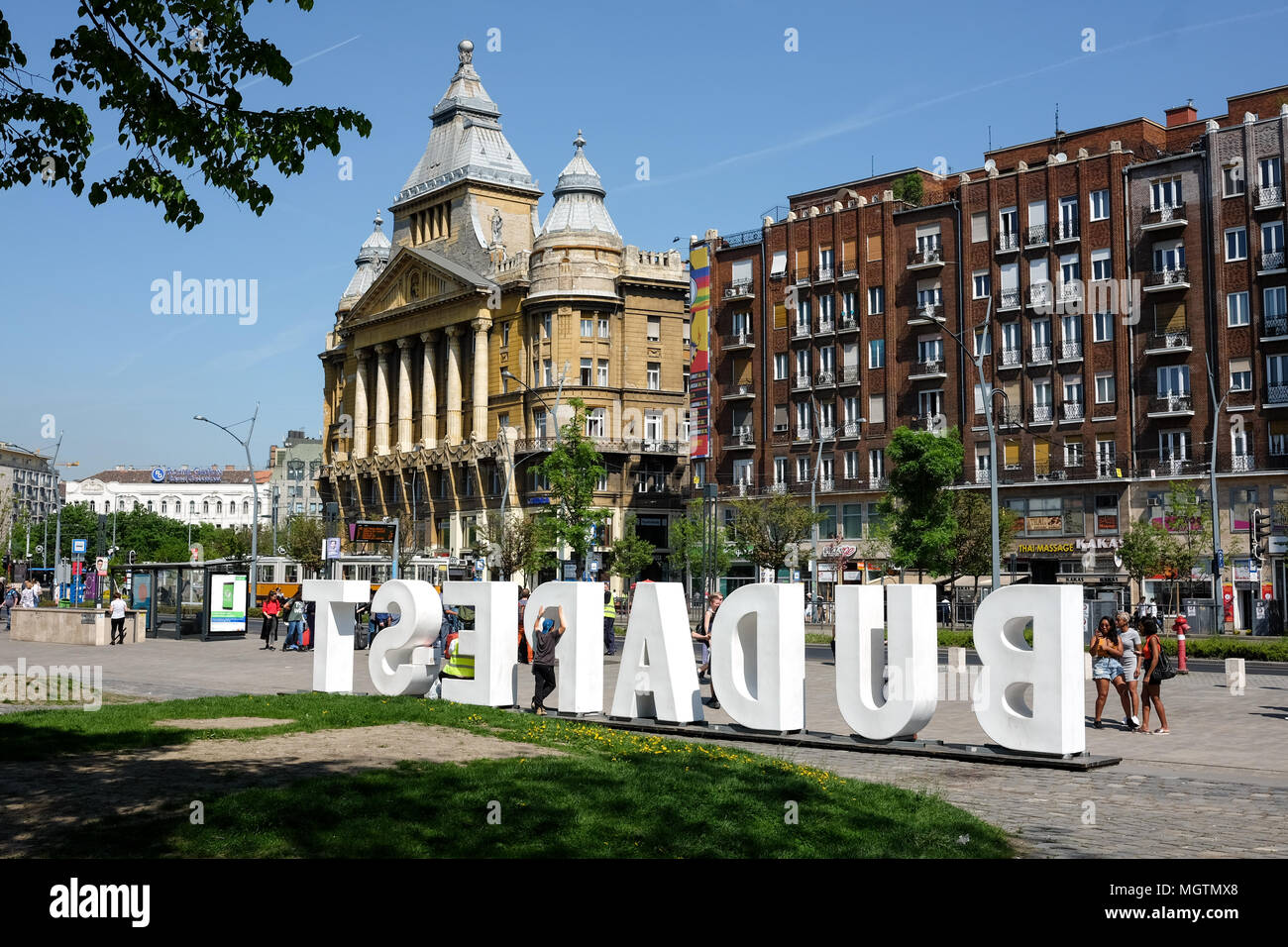22 April 2018, Hungary, Budapest: Letters spelling the word "Budapest ...