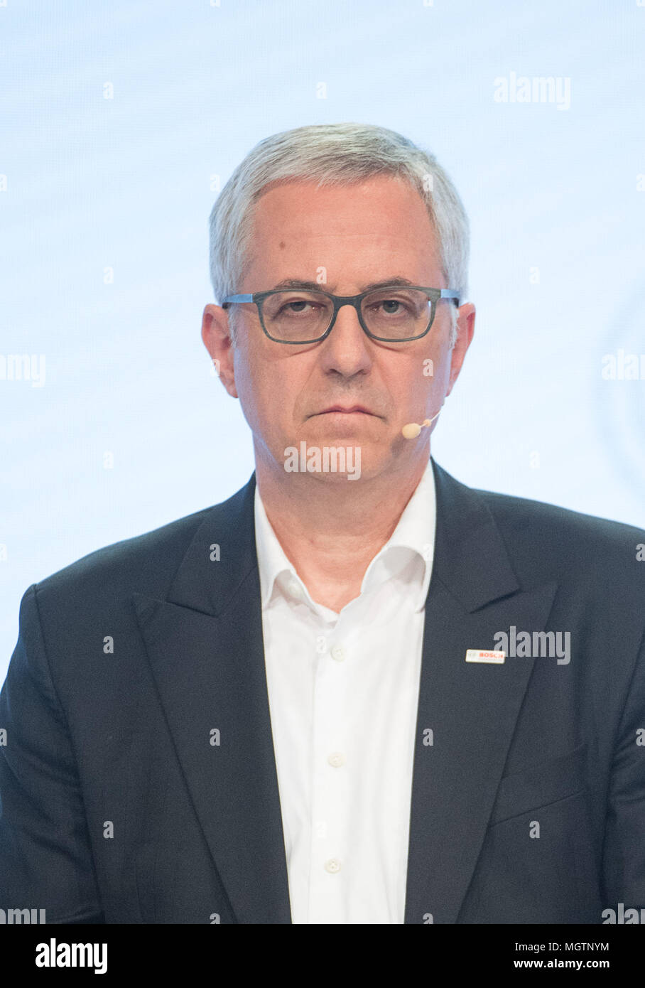 25 April 2018, Germany, Renningen: Rolf Bulander, CEO of Robert Bosch ...