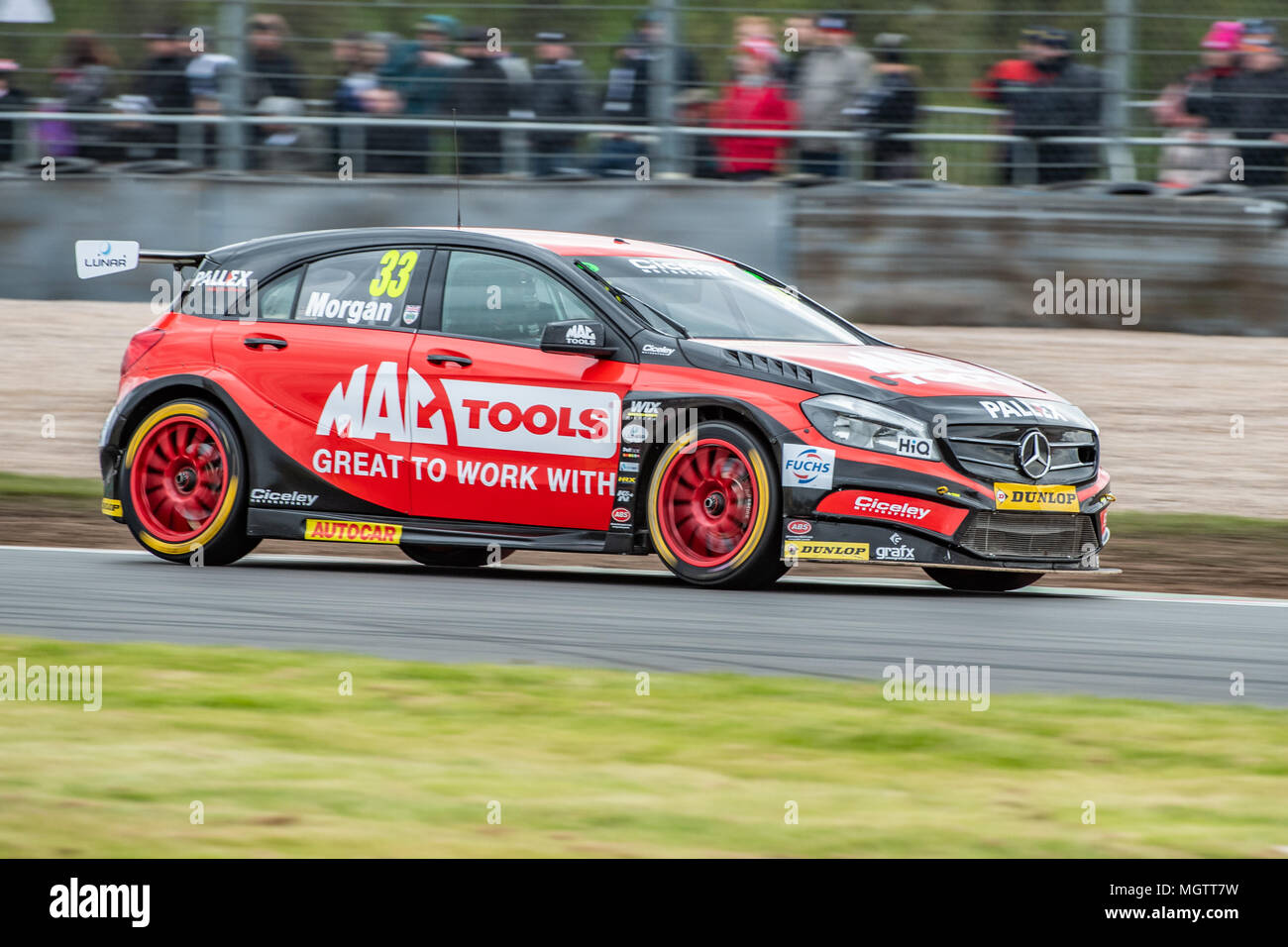 Donington, UK. 29 April 2018. Adam Morgan winds Race 3 of British ...
