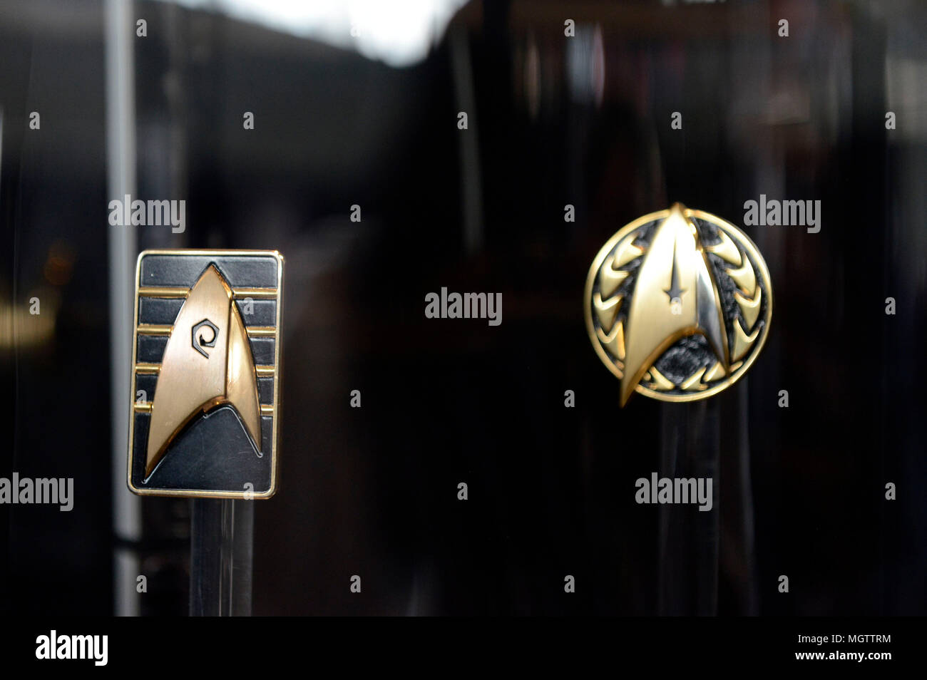 Dortmund, Germany. 27th Apr, 2018. Starfleet emblem at the Destination Star Trek Germany ...