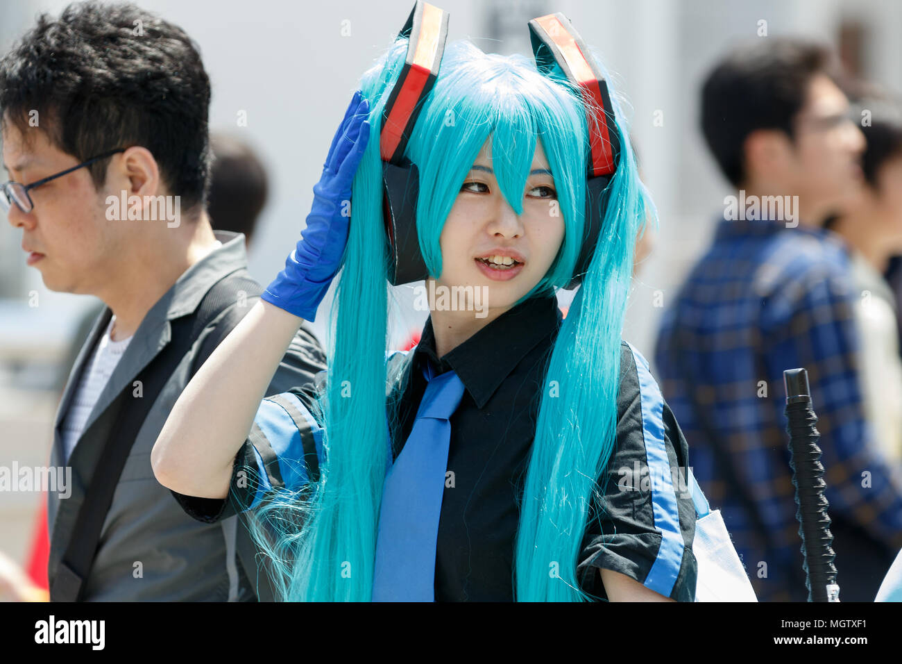 A cosplayer attends the Niconico Chokaigi festival in Makuhari Messe ...
