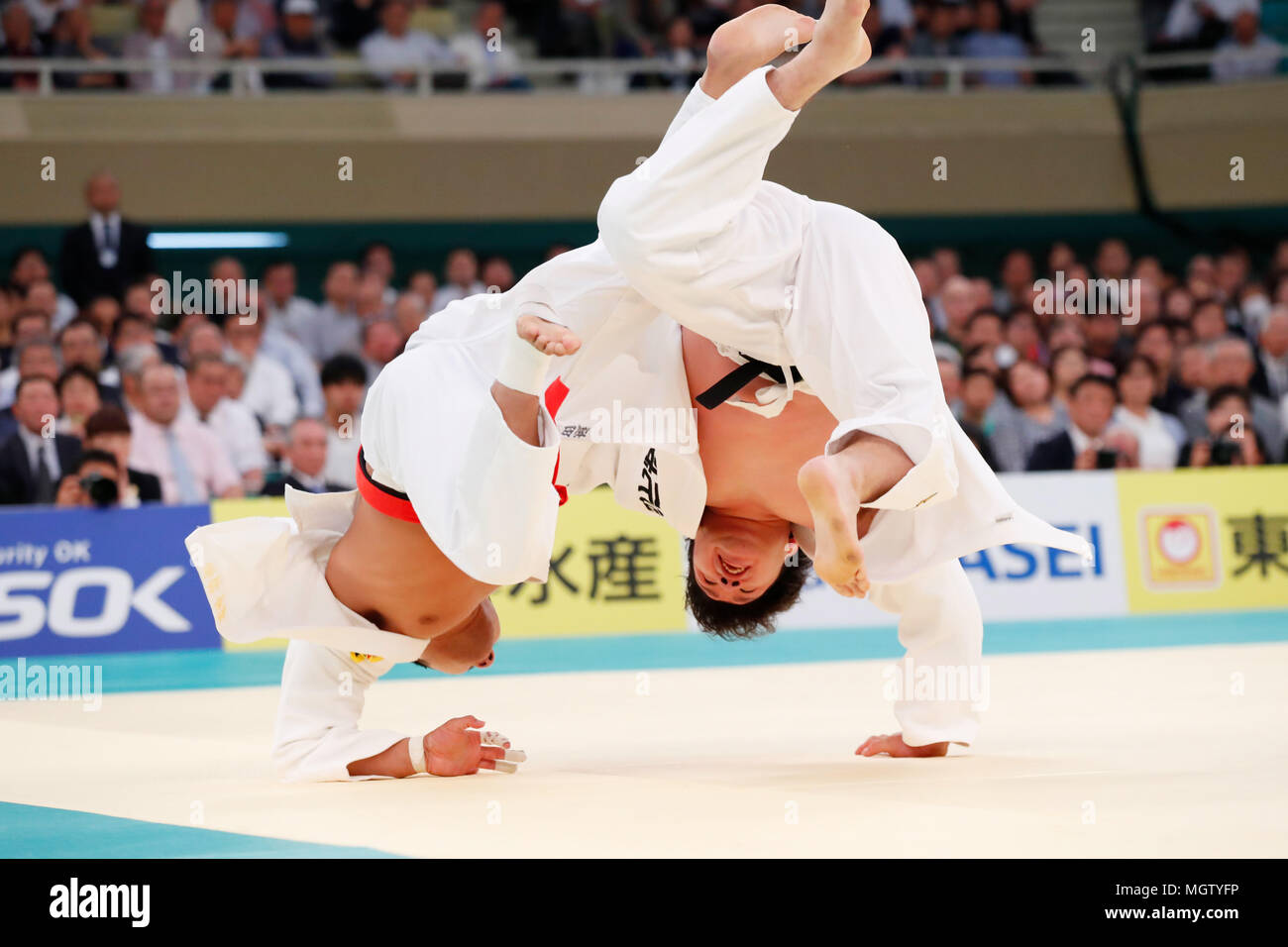 (L to R) ?/Soichi Hashimoto, Kyohei Kakita, APRIL 29, 2018 Judo : 2018 ...