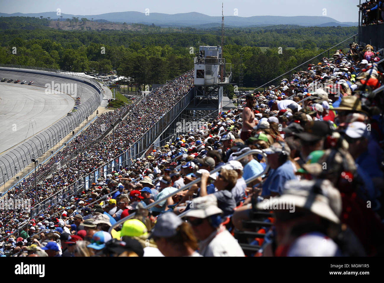 Talladega, Alabama, USA. 29th Apr, 2018. Fans look on from the ...