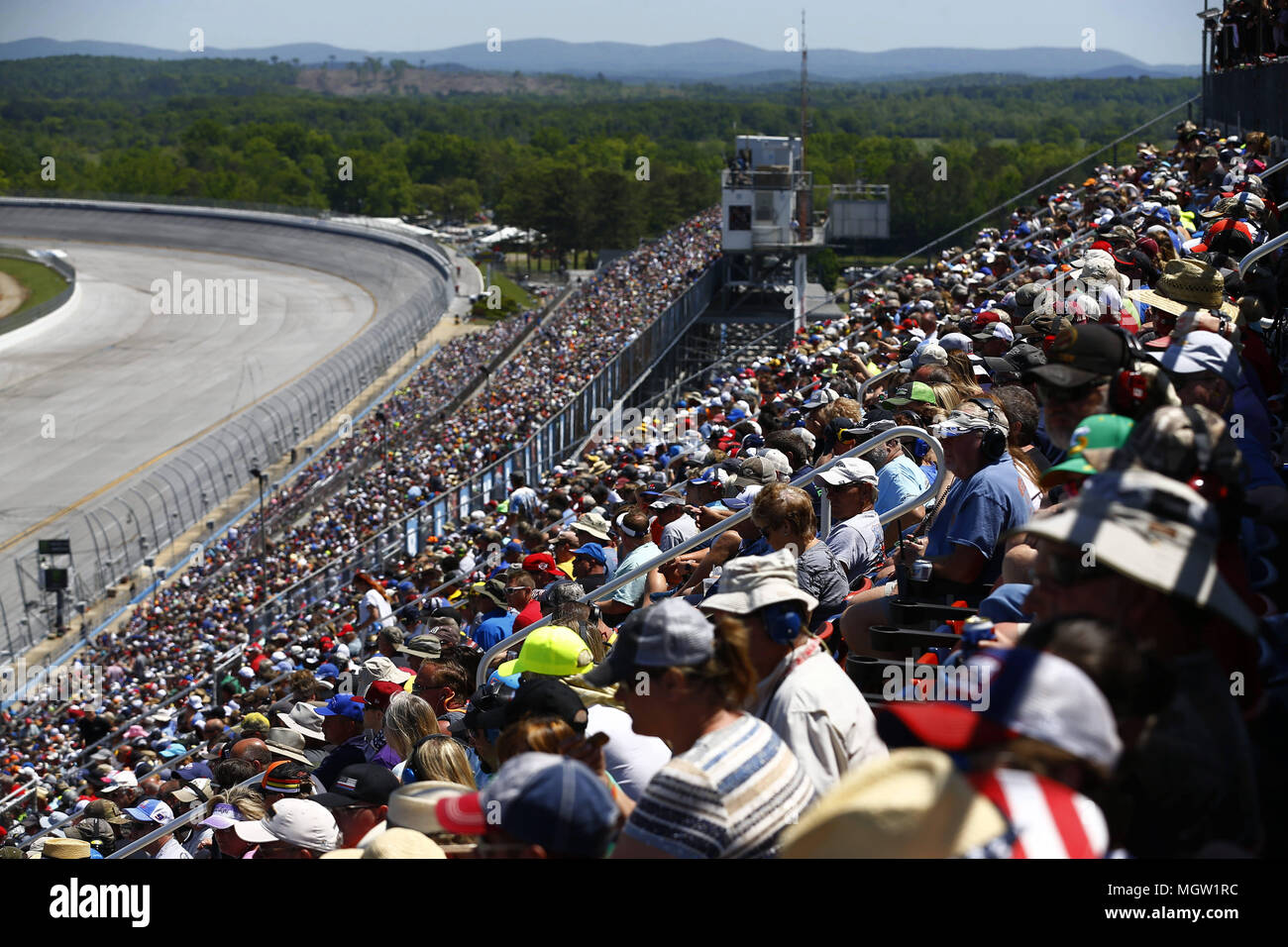 Talladega, Alabama, USA. 29th Apr, 2018. Fans look on from the ...