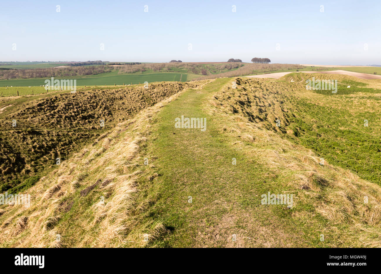 Defensive ditch and rampart at Barbury Castle Country Park, Iron Age ...