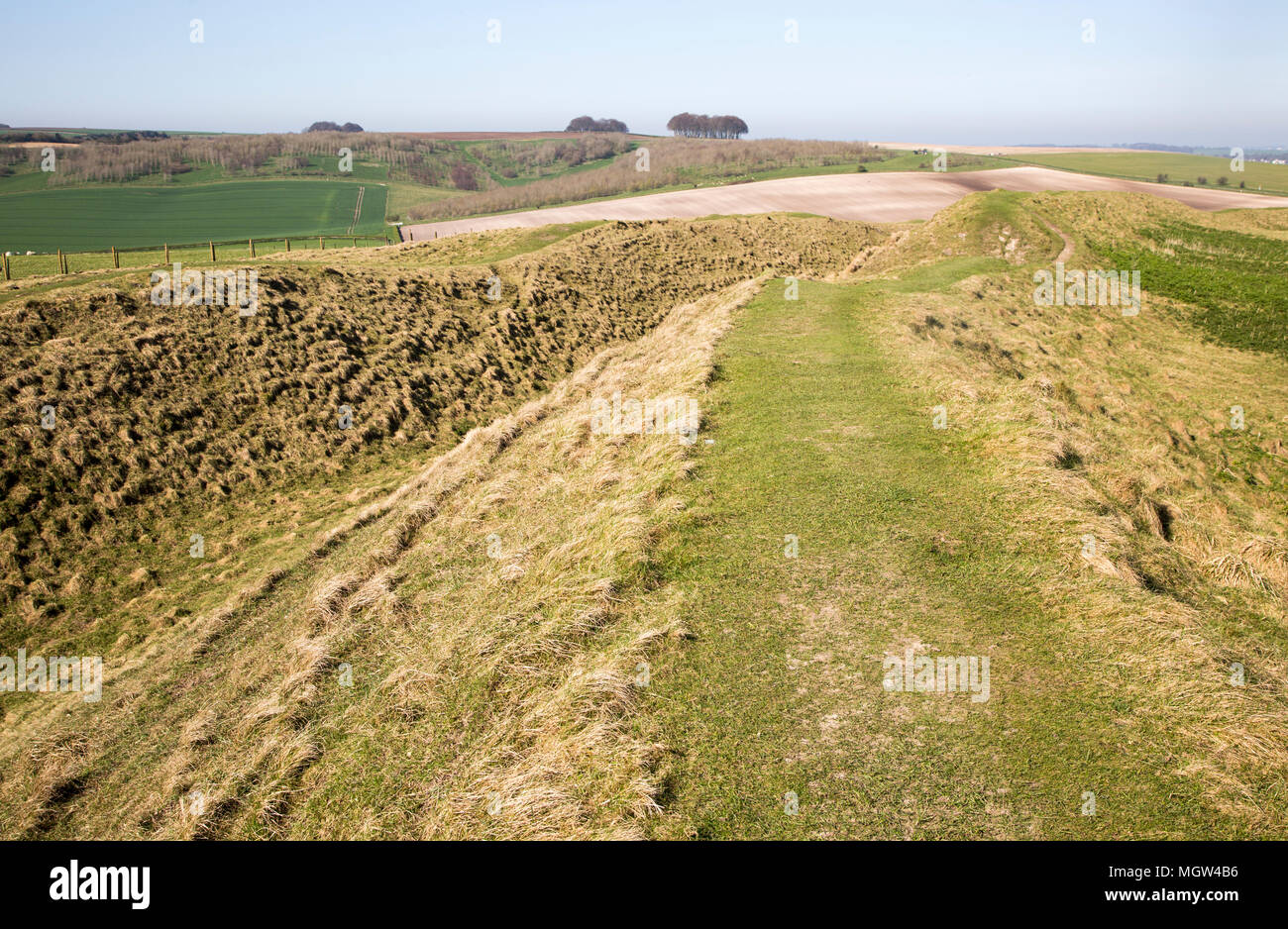 Defensive ditch and rampart at Barbury Castle Country Park, Iron Age ...