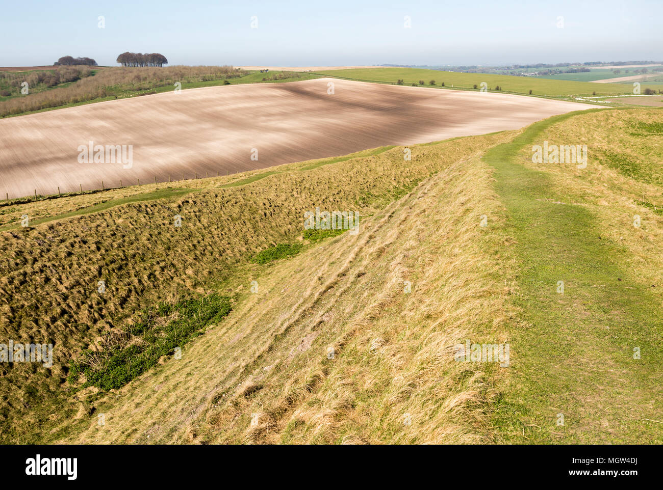 Defensive ditch and rampart at Barbury Castle Country Park, Iron Age ...