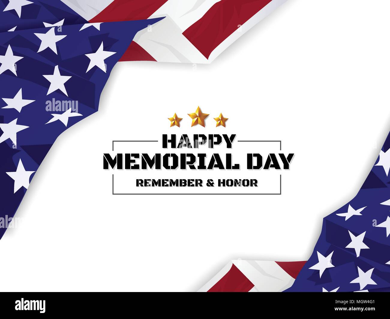 Happy Memorial Day Background. USA Flag Banner with Copy Space. Vector ...