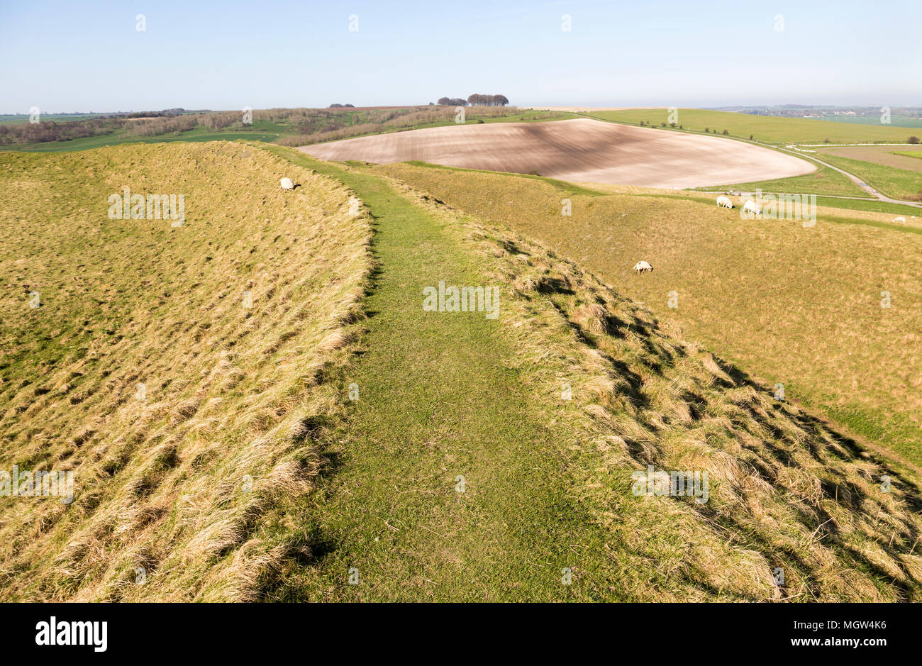 Defensive ditch and rampart at Barbury Castle Country Park, Iron Age ...