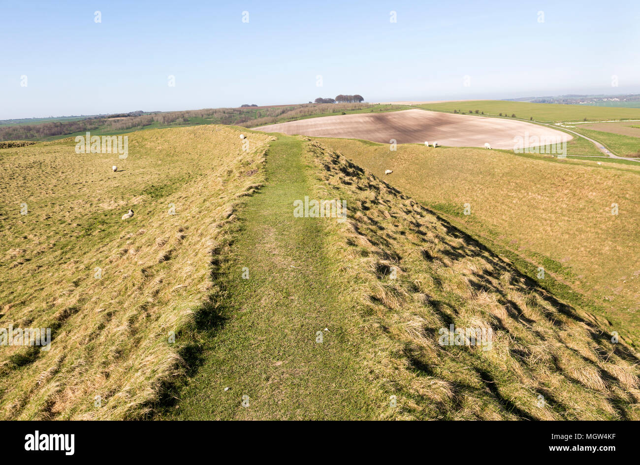 Defensive ditch and rampart at Barbury Castle Country Park, Iron Age ...