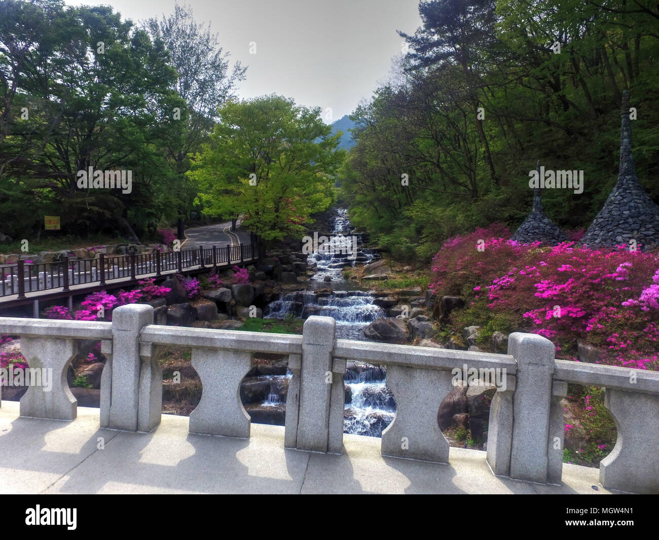 Water running down the valley of Biseul Mountain, Daegu, South Korea ...